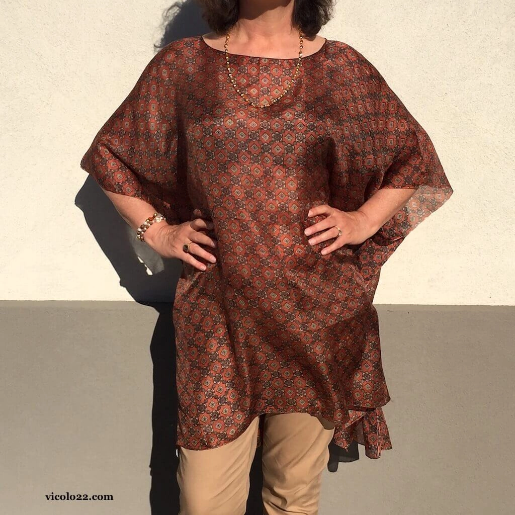 Vicolo 22 - Caftano Abito in pura seta Mosaico Brick Taglia Unica